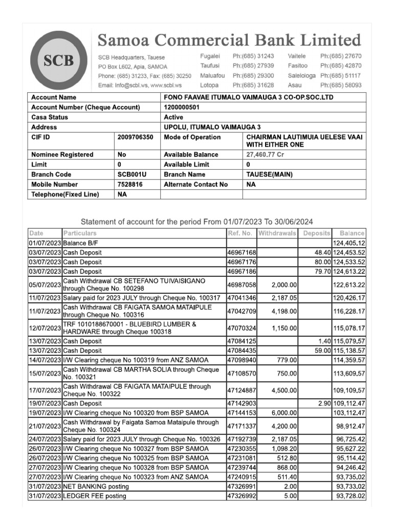 Statement July 2023-June 2024 | PDF