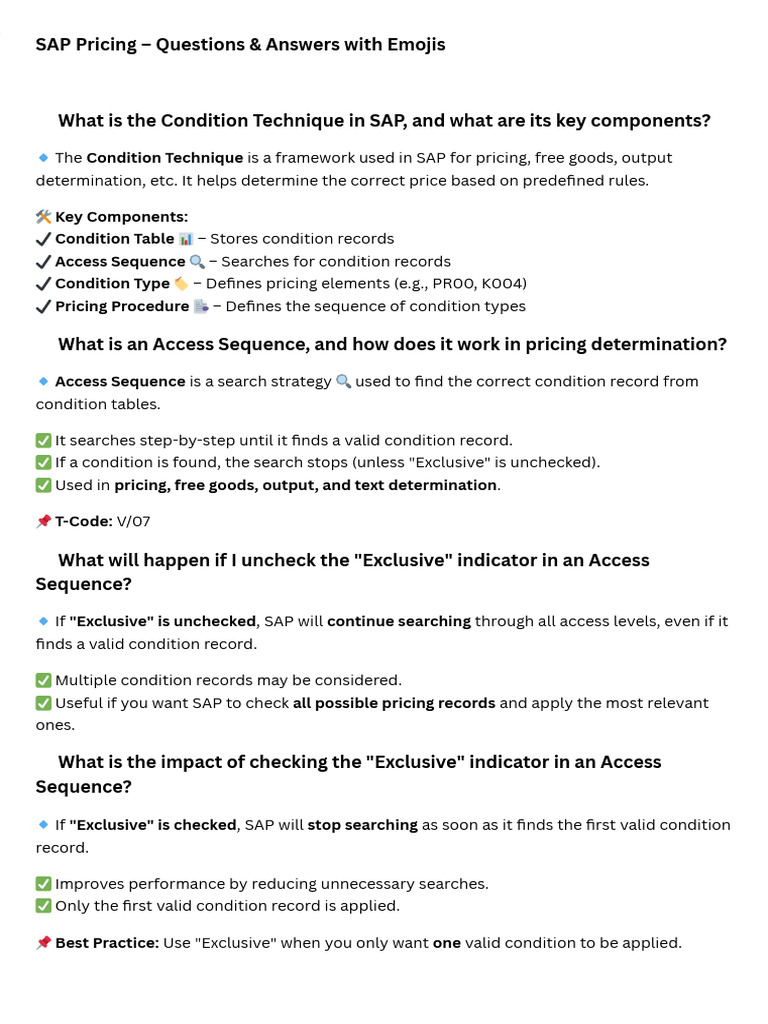 SAP Pricing Conditions Explained | PDF | Pricing | Sequence