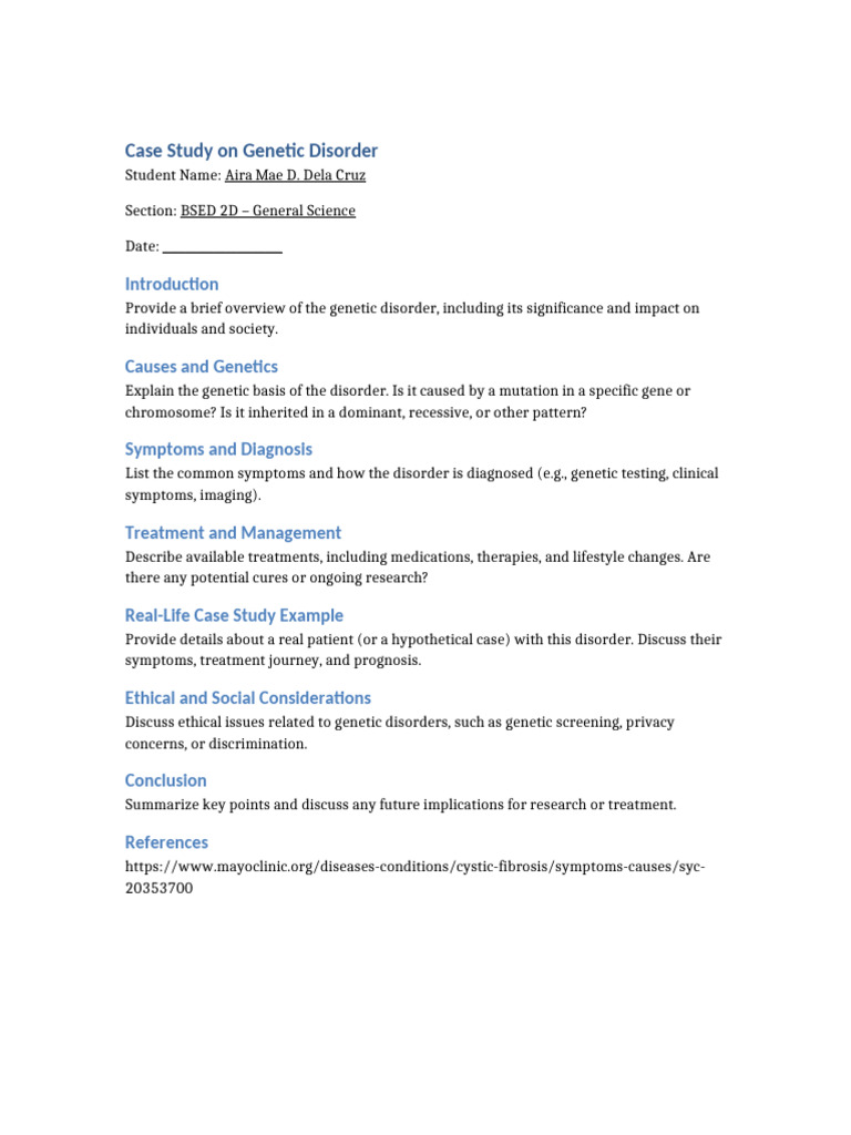 Genetic Disorder Case Study | PDF