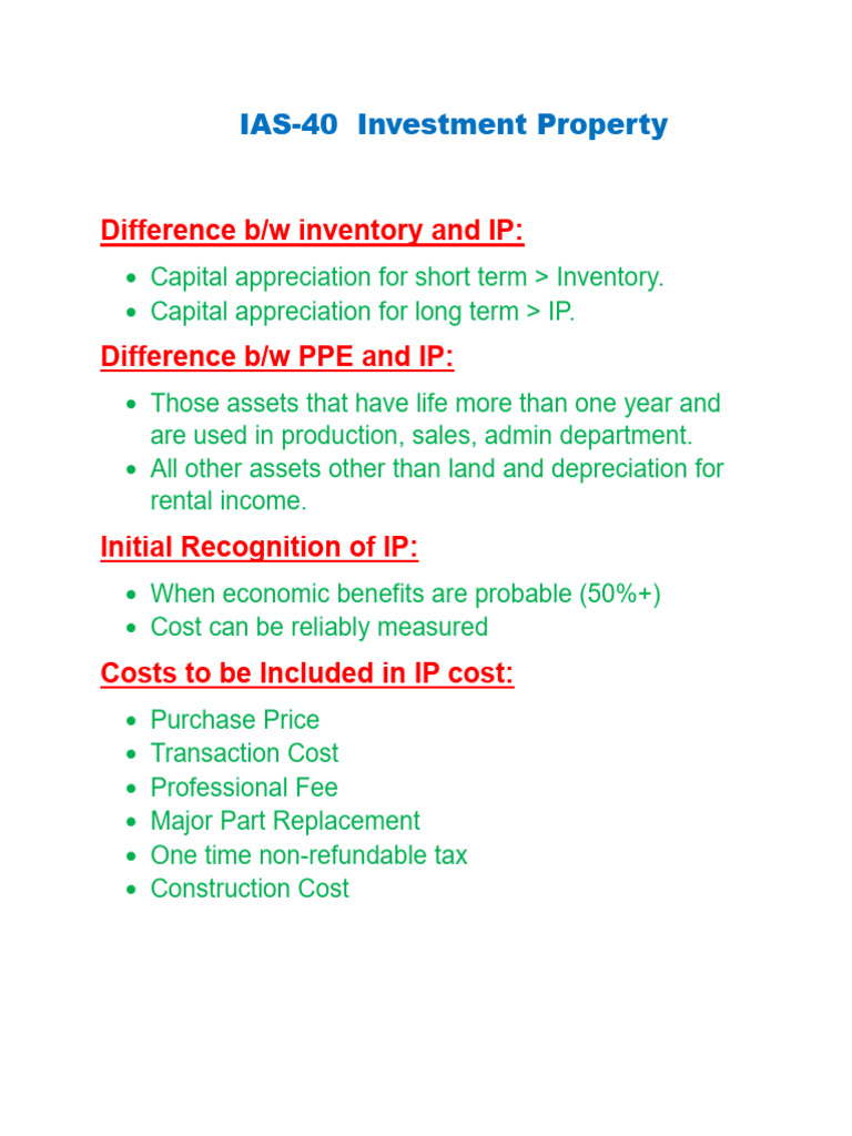 IAS 40 Investment Property | PDF | Depreciation | Fair Value