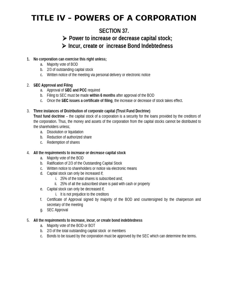Revised Corporation Code Title 4 | PDF | Dividend | Retained Earnings