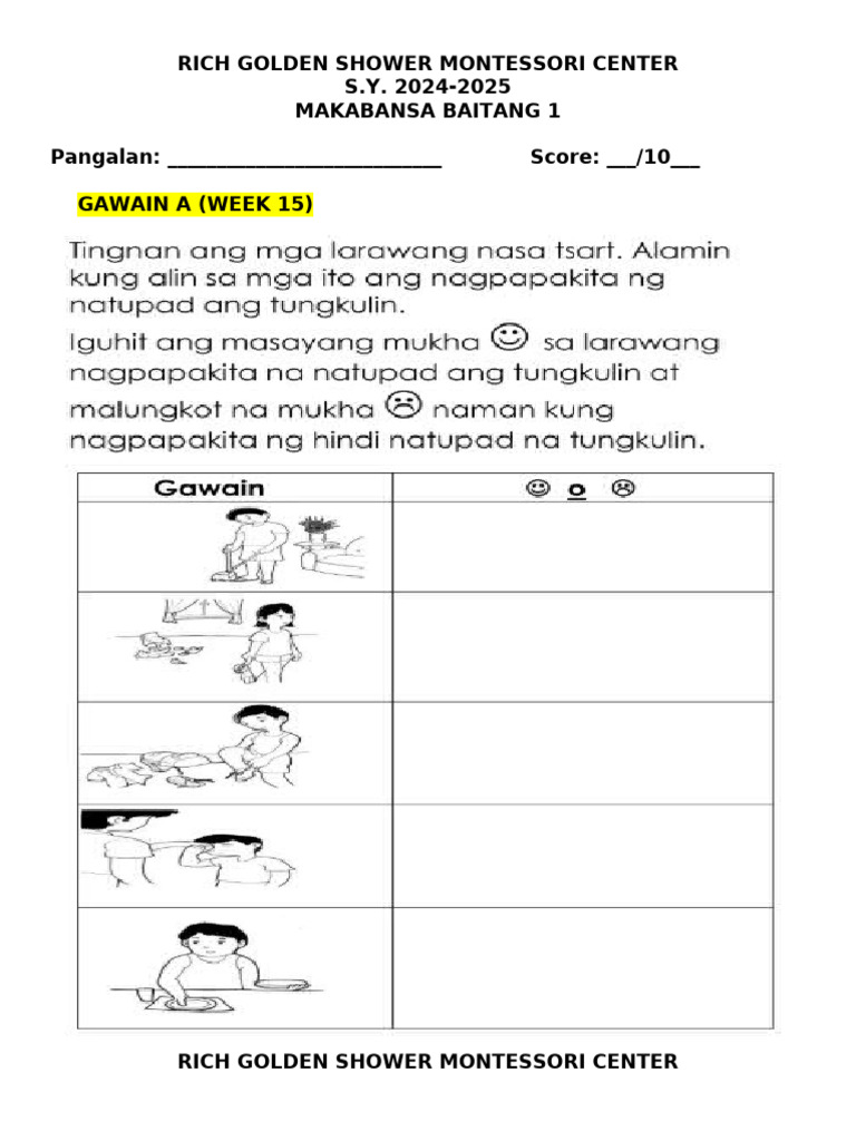 Gawain, Pagtataya at Pagsasapuso Week 15 | PDF