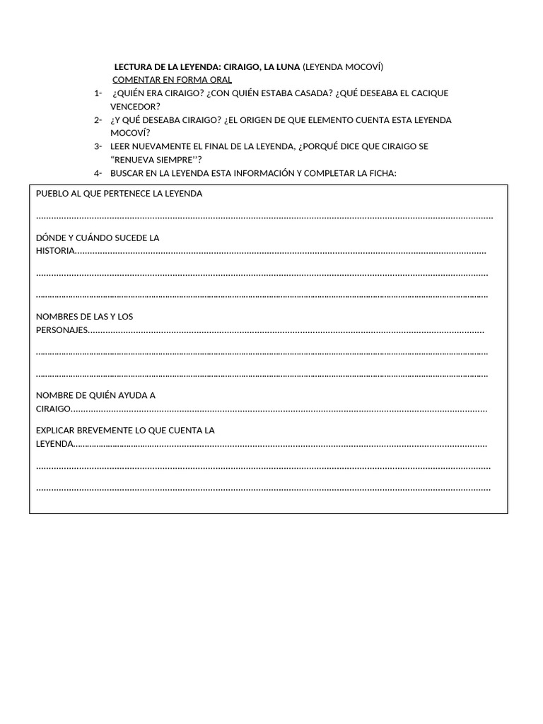 Actividades Leyendas | PDF