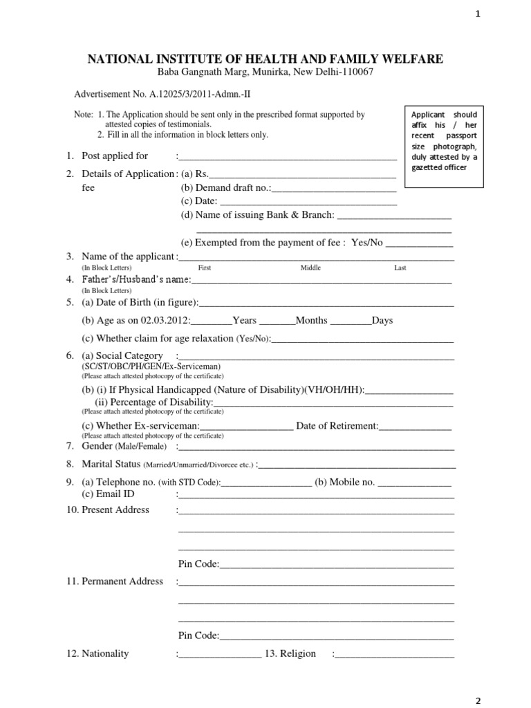 Application for Employment at the National Institute of Health and ...