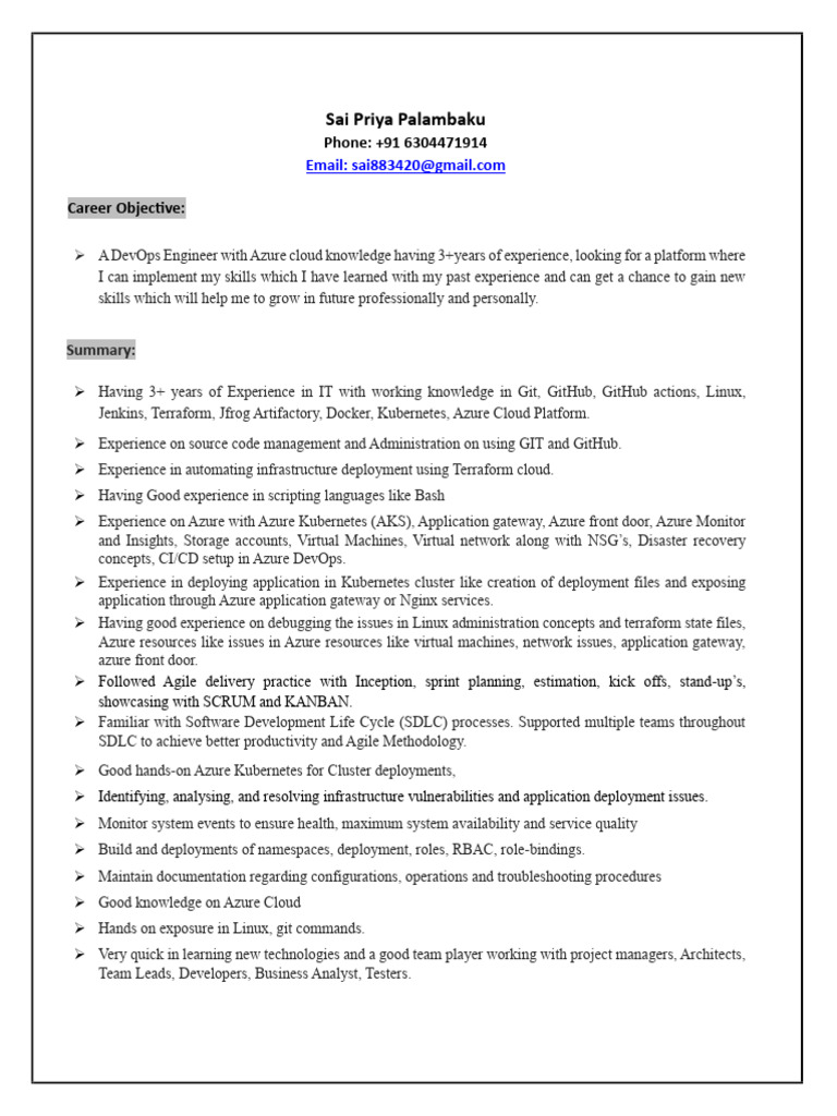 Sai Priya DevOps - Azure Cloud - Resume | PDF | Microsoft Azure | Software Development Process
