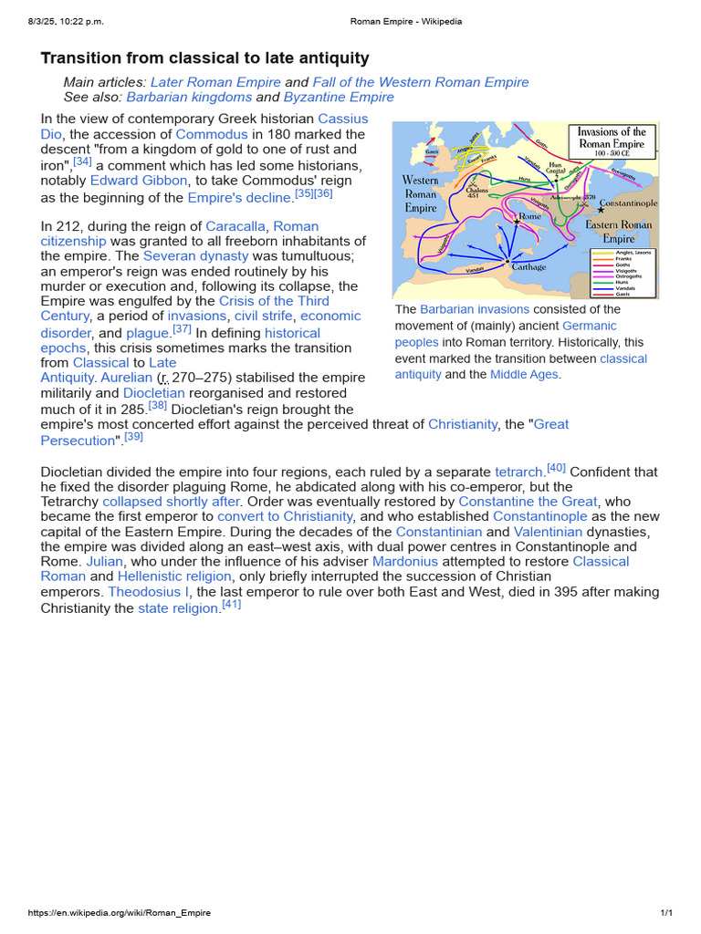 Barbarian Invasions and Roman Decline | PDF | Roman Empire ...