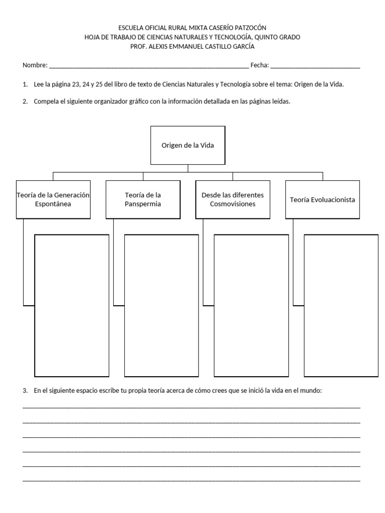 Hojas De Trabajo De Ciencias Gratuitas De Quinto Grado Ciencias 5to