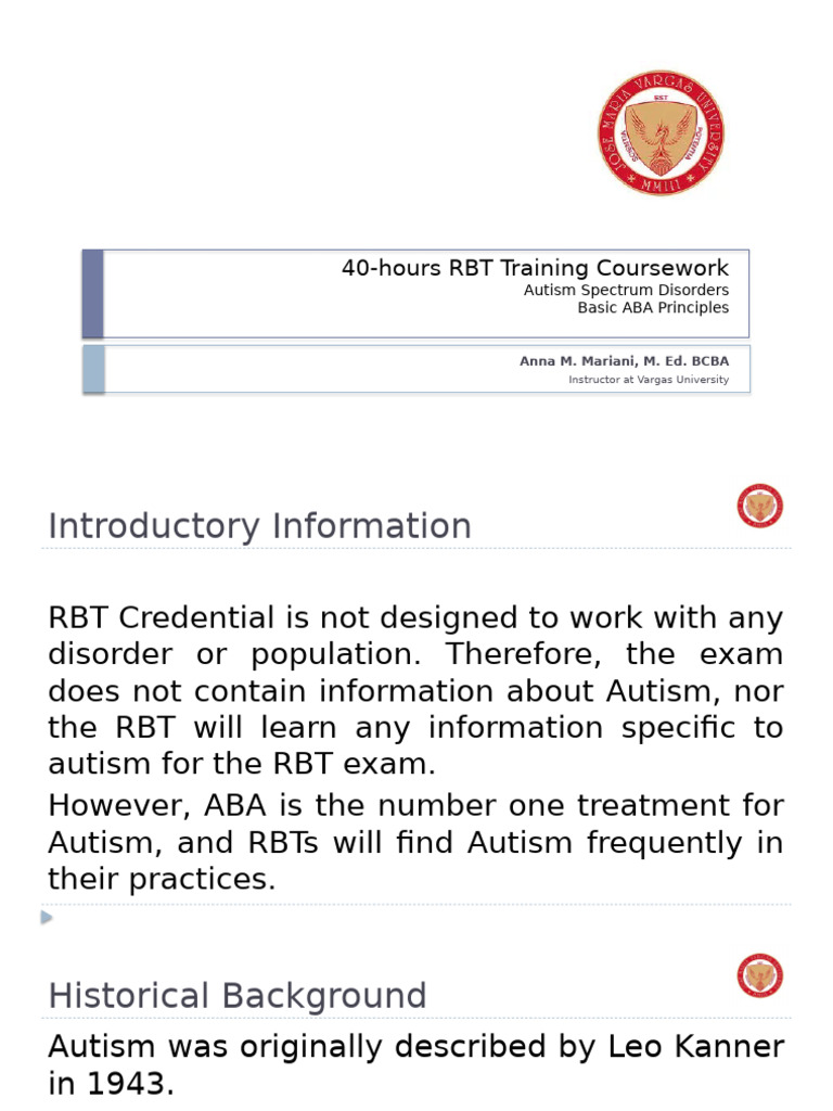 RBT Training: Autism & ABA Principles | PDF | Autism | Reinforcement