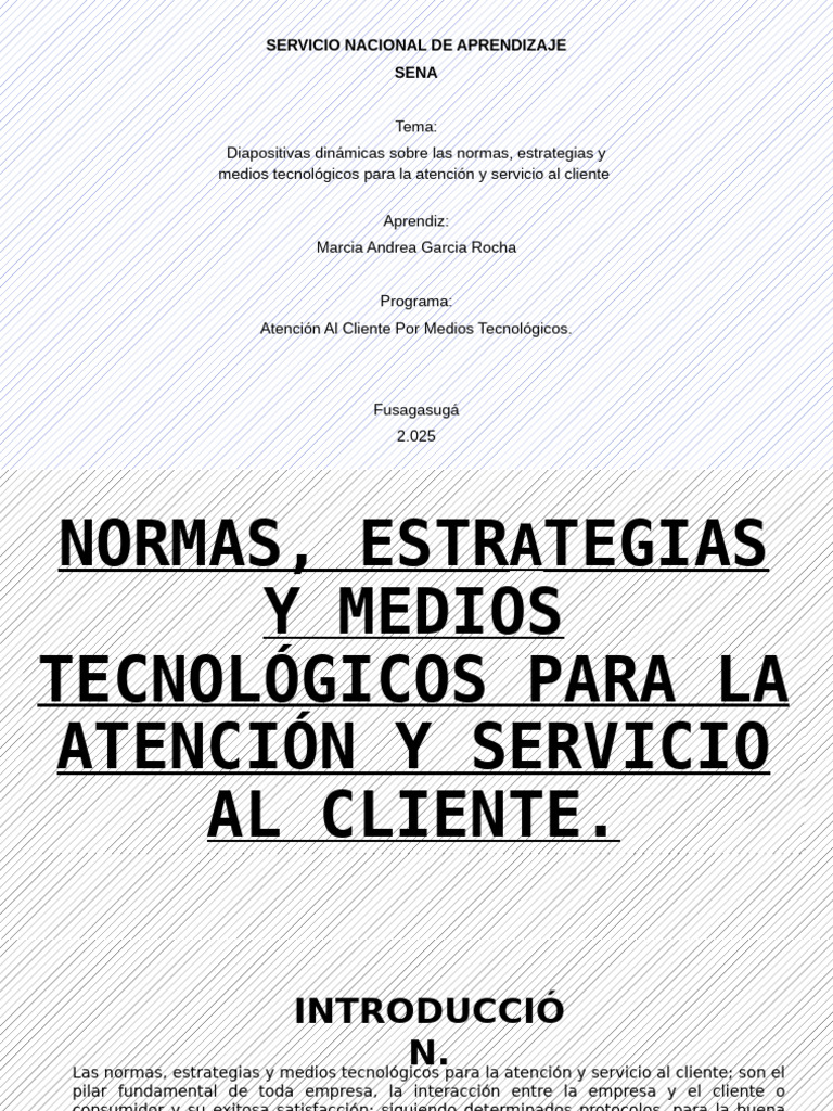 AA2 Diapositivas Normas, Estrategias y Medios Tecnologicos | PDF | Servicio al Cliente | Cliente