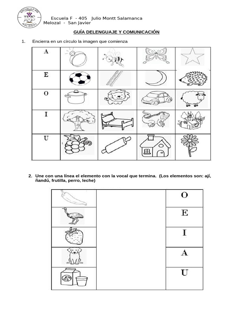 Guía Sonidos Iniciales y Finales Vocálicos | PDF