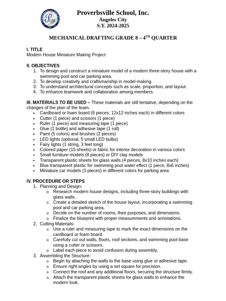 Project Proposal in Tle 8 | PDF | Wall | Adhesive