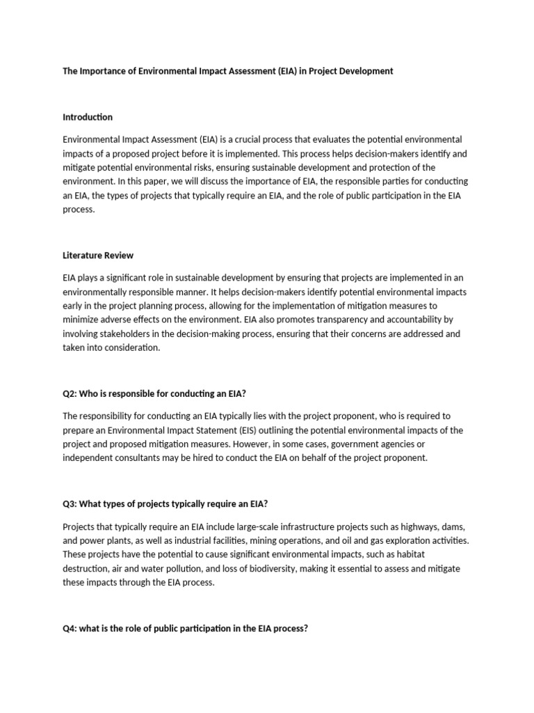 EIA Questions and Answers | PDF | Environmental Impact Assessment ...