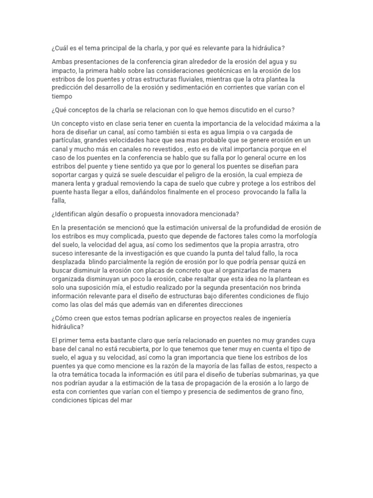 Cuál Es El Tema Principal de La Charla | PDF | Erosión | Agua
