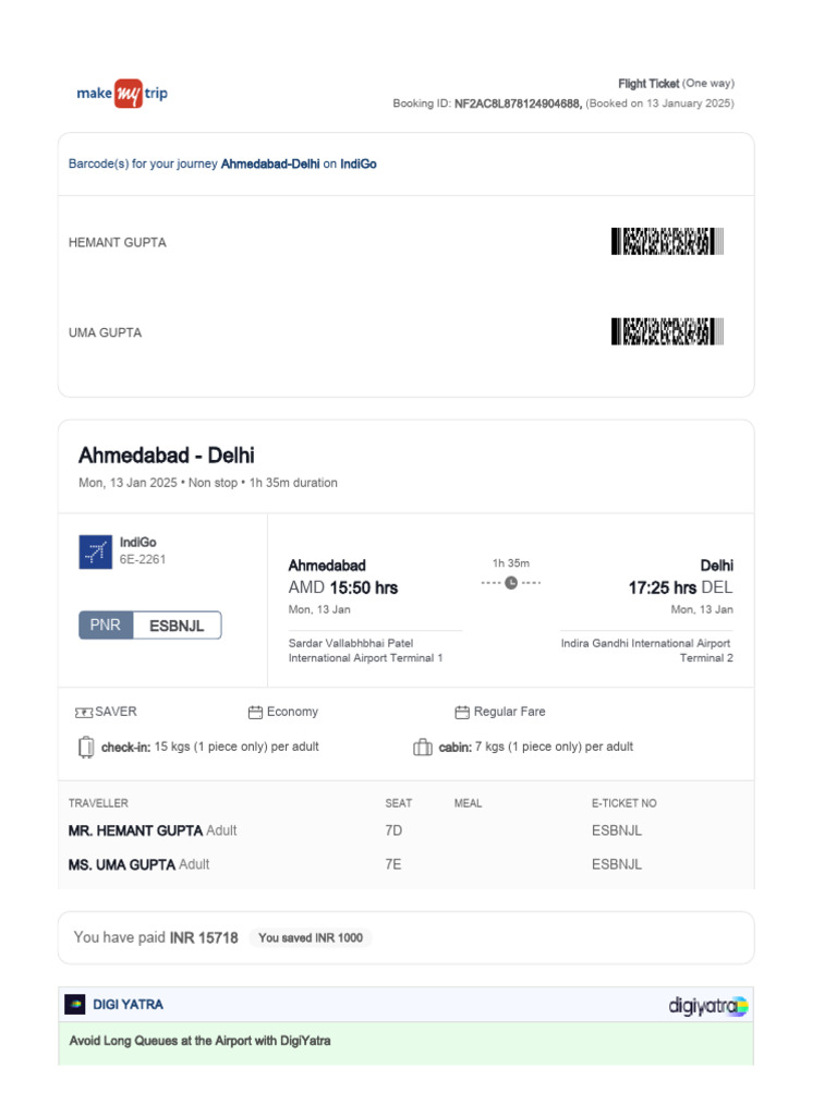 DigiYatra Flight Booking Details | PDF | Airport | Aviation