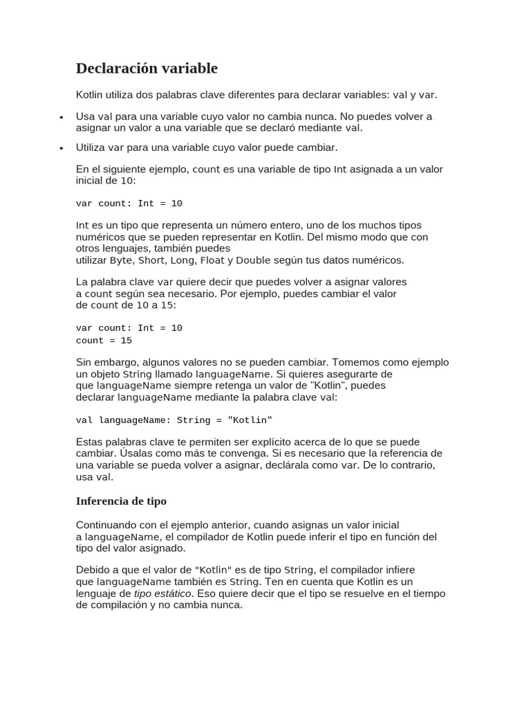 Declaracion Variable | PDF | Java (lenguaje de programación) | Programación de computadoras