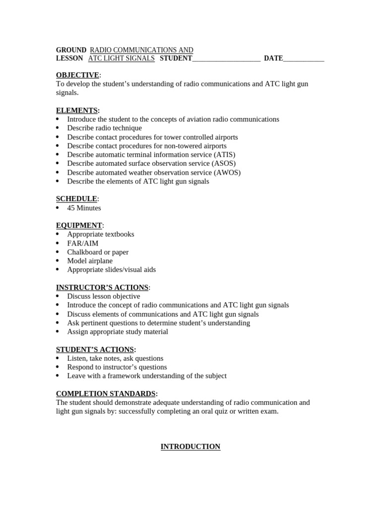 1 Radio Communications and Atc Light Signals | PDF | Air Traffic ...