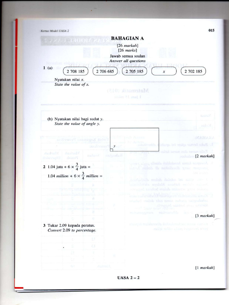 Math Darjah 6 Ujian Akhir Sesi Akademik Part 2 | PDF