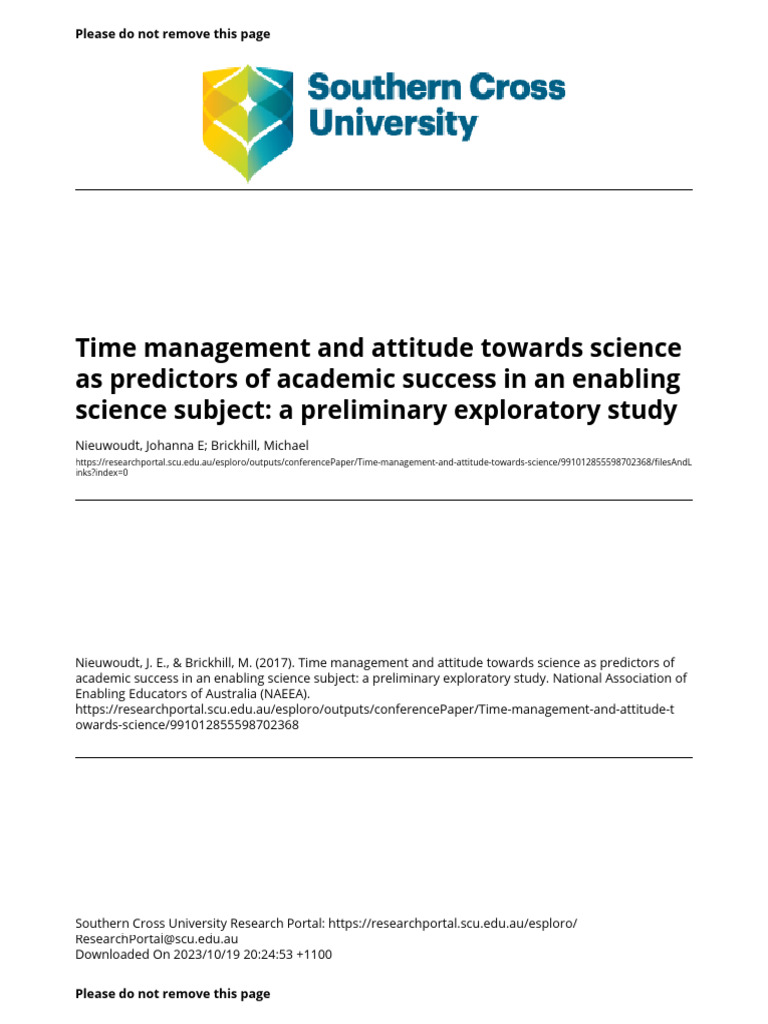 Time Management & Attitude in Science Success | PDF | Spearman's Rank ...