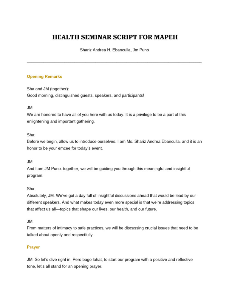 Health-seminar-script (1) | PDF | Birth Control | Health Sciences