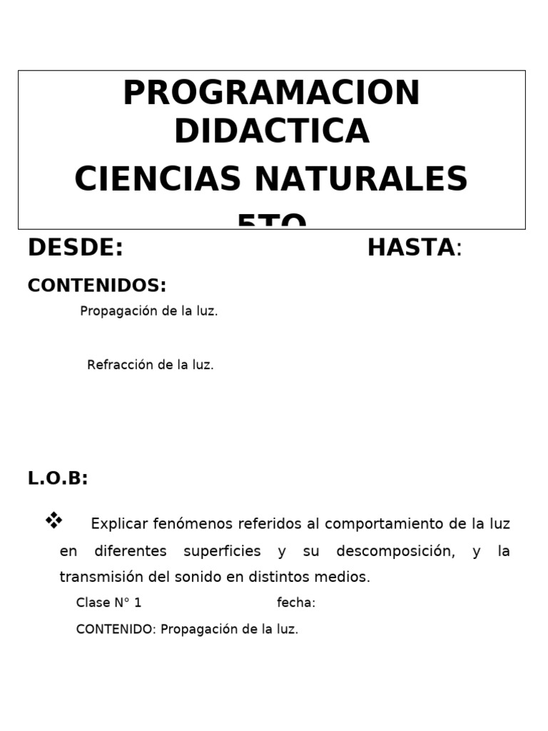 PROGRAMACION 5 C.N 2019 Luz para Acomodar | PDF | Ligero | Reflexión ...