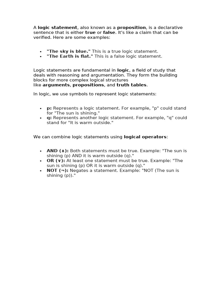 A Logic Statement | PDF | If And Only If | Logic