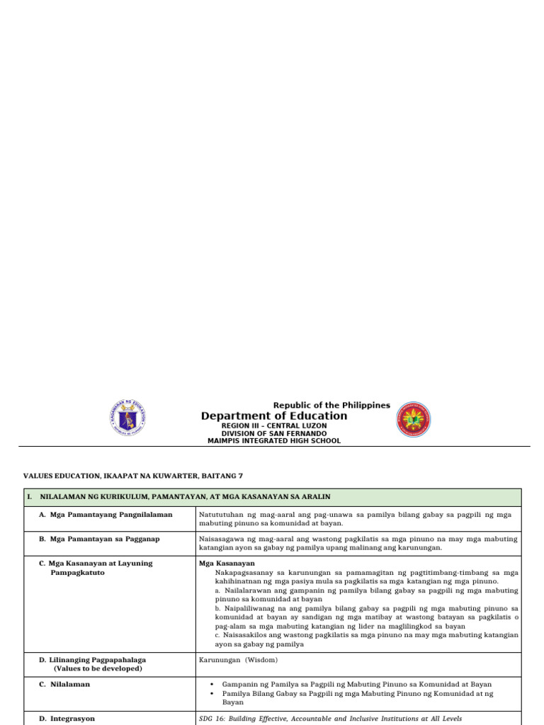 Esp Lesson Plan Week 2 | PDF