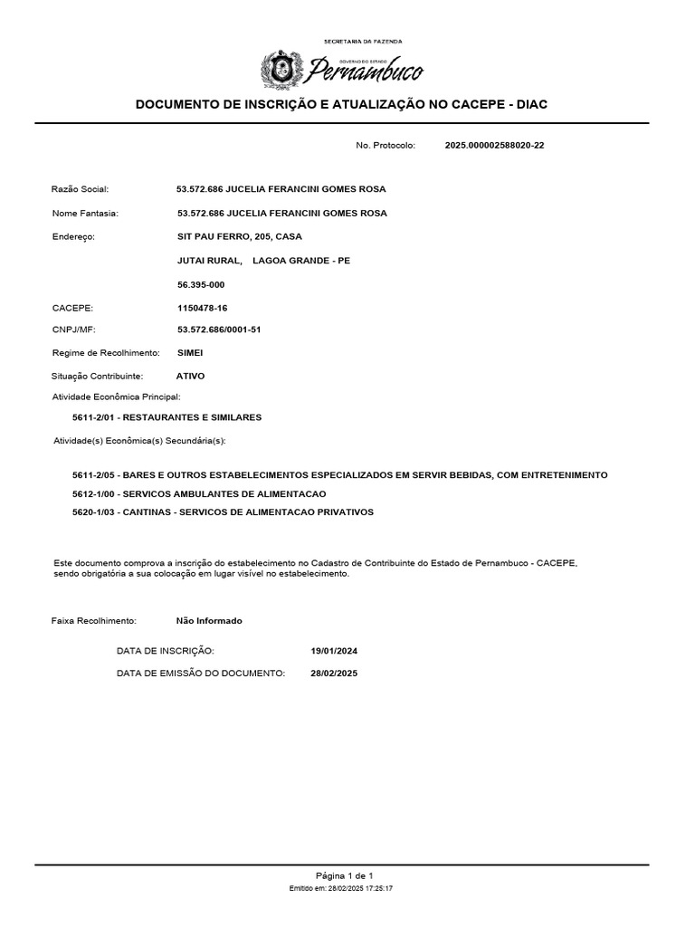 Relatorio Emitir DIAC | PDF