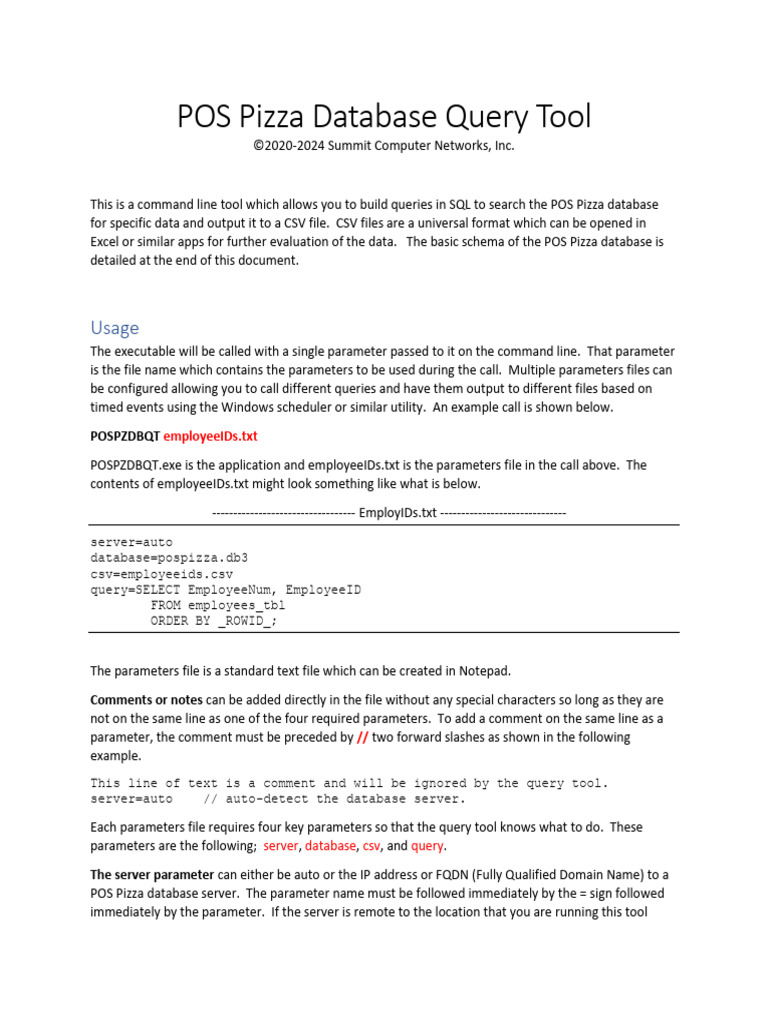 POS Pizza Database Query Tool | PDF | Databases | Filename