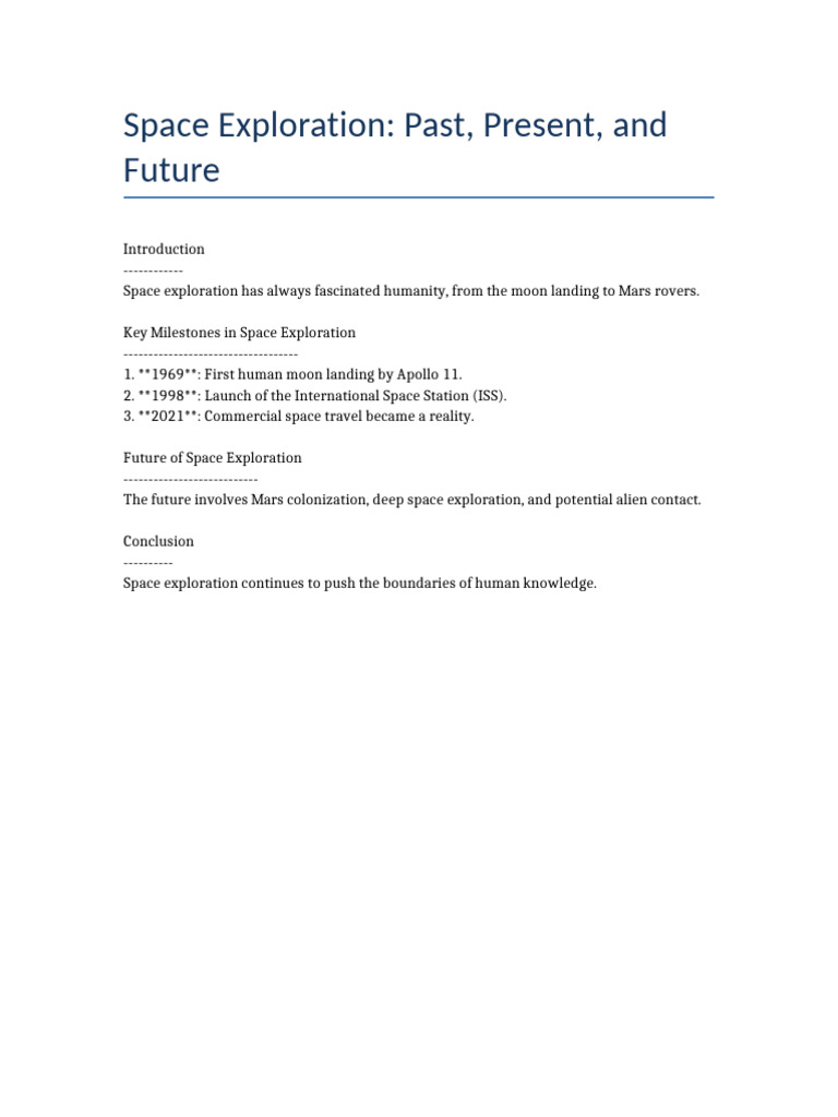 Space Exploration Past Present Future | PDF