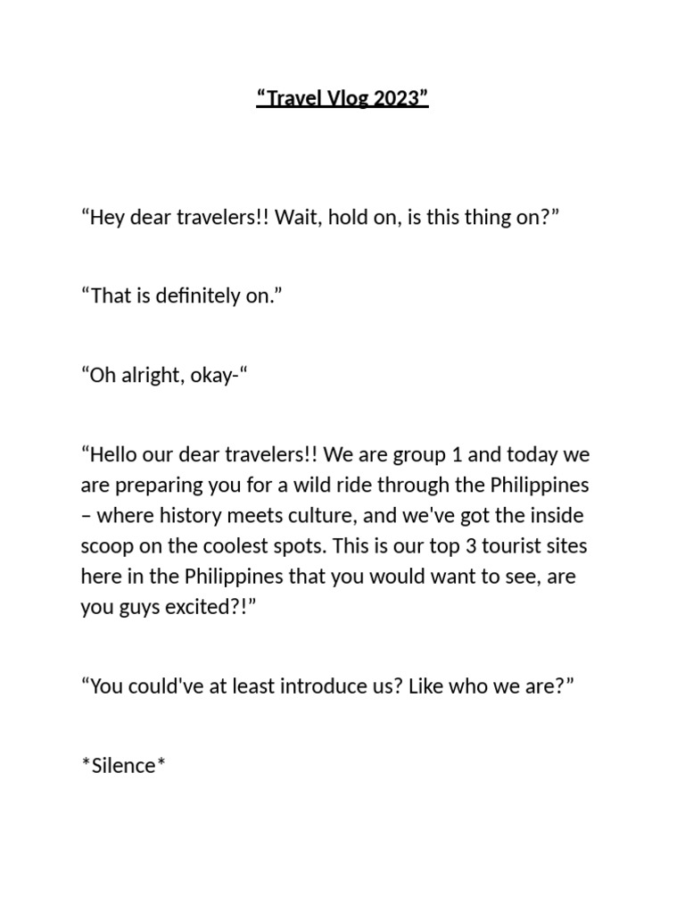 Script For Travel Vlog Group 1 | PDF
