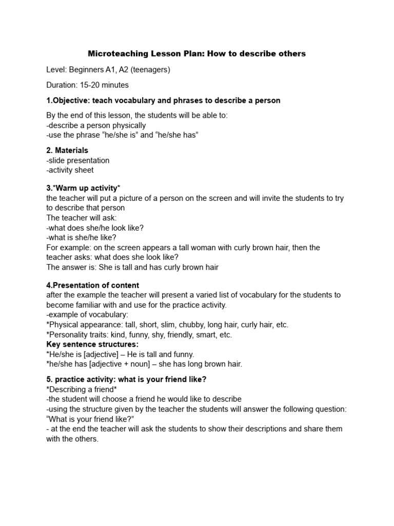 Microteaching Lesson Plan | PDF