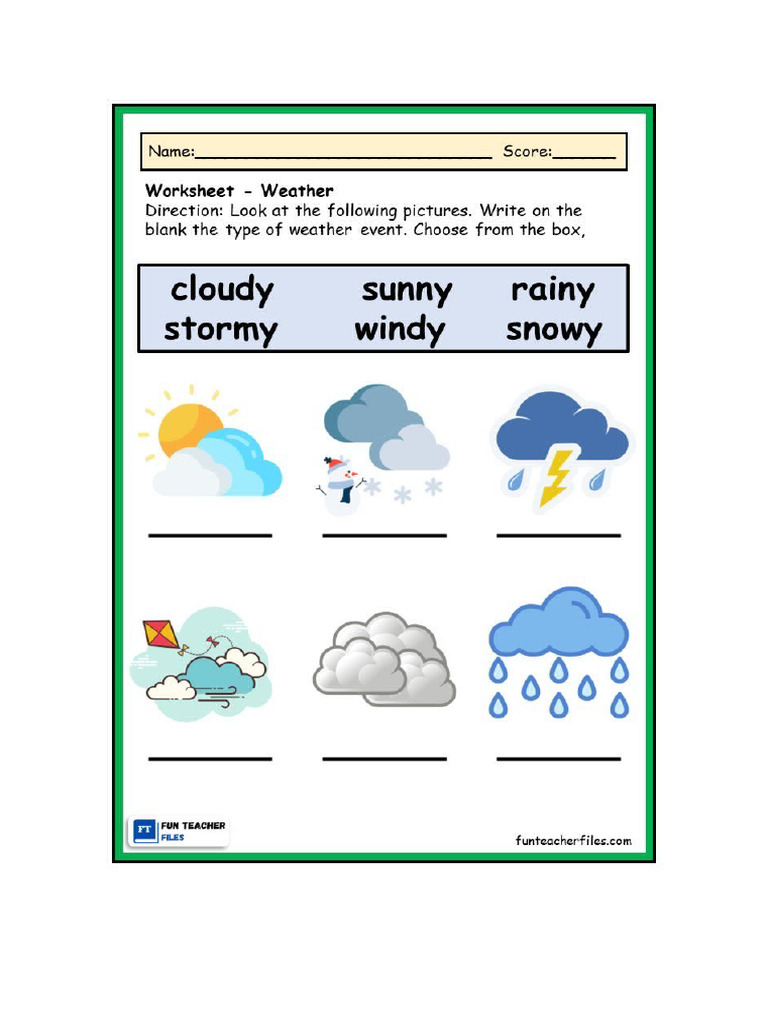 Weather - Activity 2 - Miss Sunny | PDF