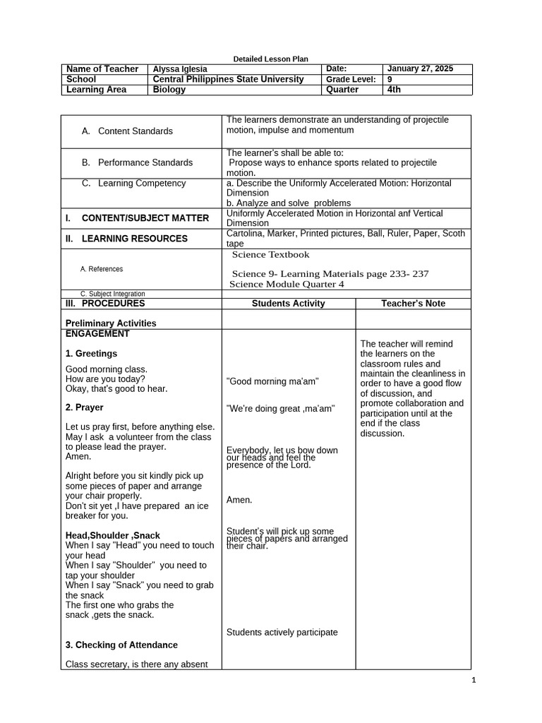 G9-PHYSICS-5ES- GRADED LESSON-PLAN | PDF | Acceleration | Velocity