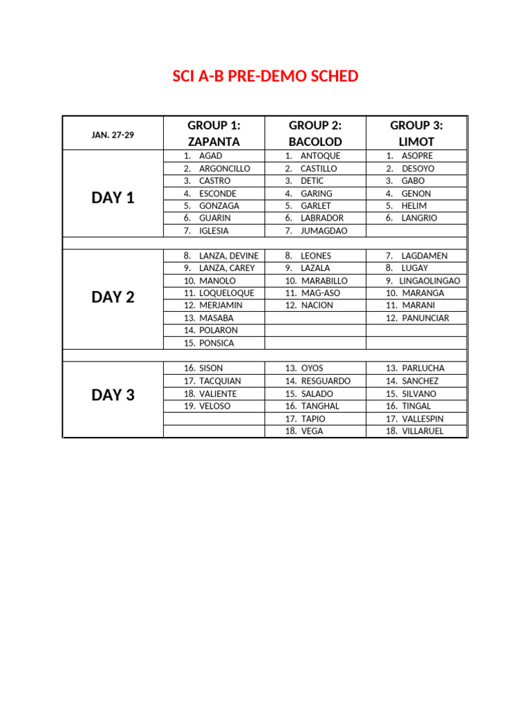 Pre Demo Sched | PDF | Ajedrez