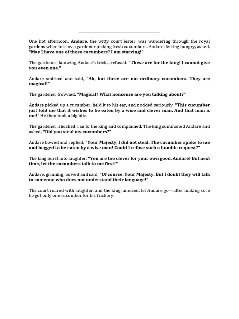 Andare and The Talking Cucumber | PDF