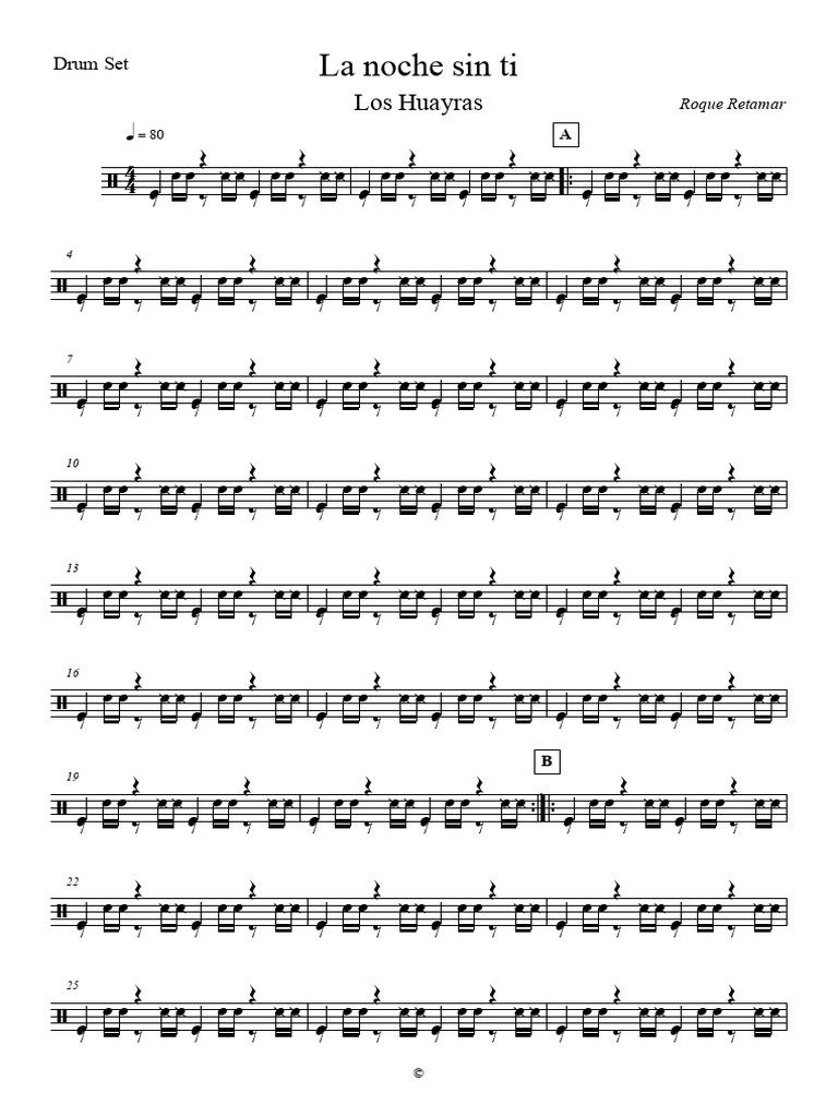 La Noche Sin Ti Score - Percusión | PDF