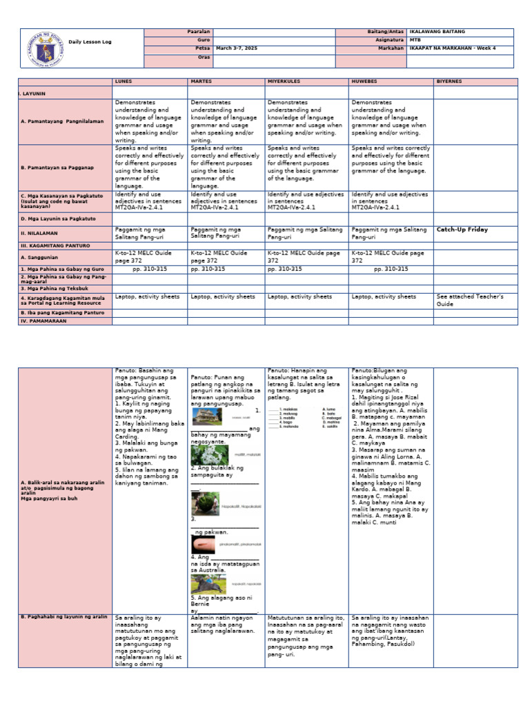 Q4-Week4-Dll-Mtb 1 | PDF