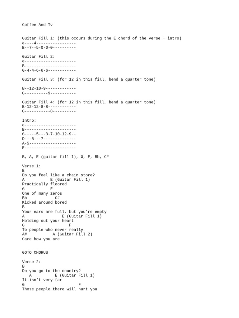 Coffee and TV Guitar Tabs | PDF
