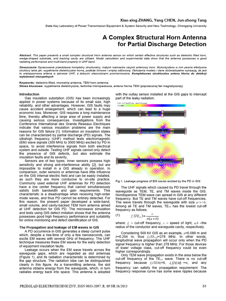 A Complex Structural Horn Antenna For Partial Discharge Detection | PDF | Antenna (Radio ...