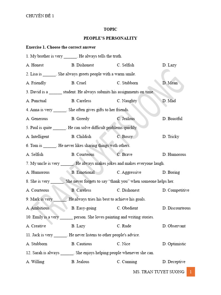 TOPIC 1 (practice) | PDF | Optimism | Creativity