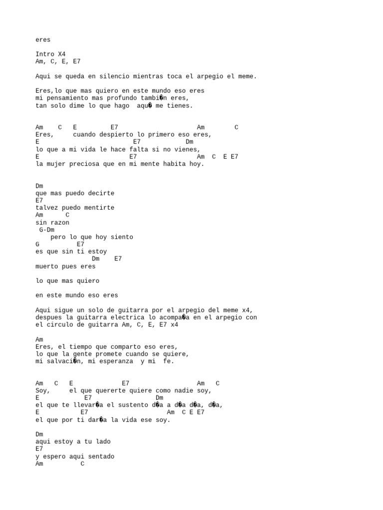 Eres: Canción de amor y devoción | PDF