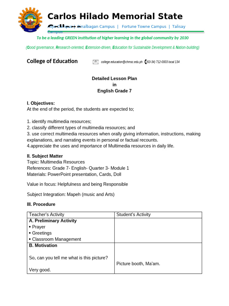 Detailed Lesson Plan PRE DEMO | PDF | Multimedia | Graphics