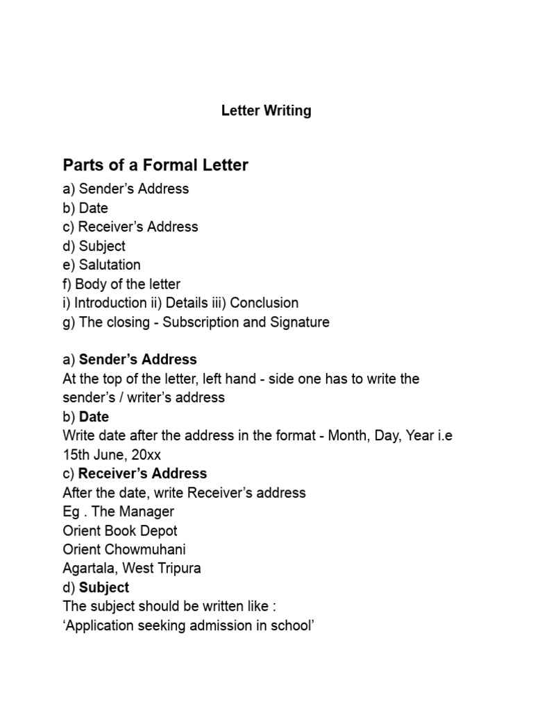 Formal Letter Writing - Grade 8 - Sample Letters | PDF