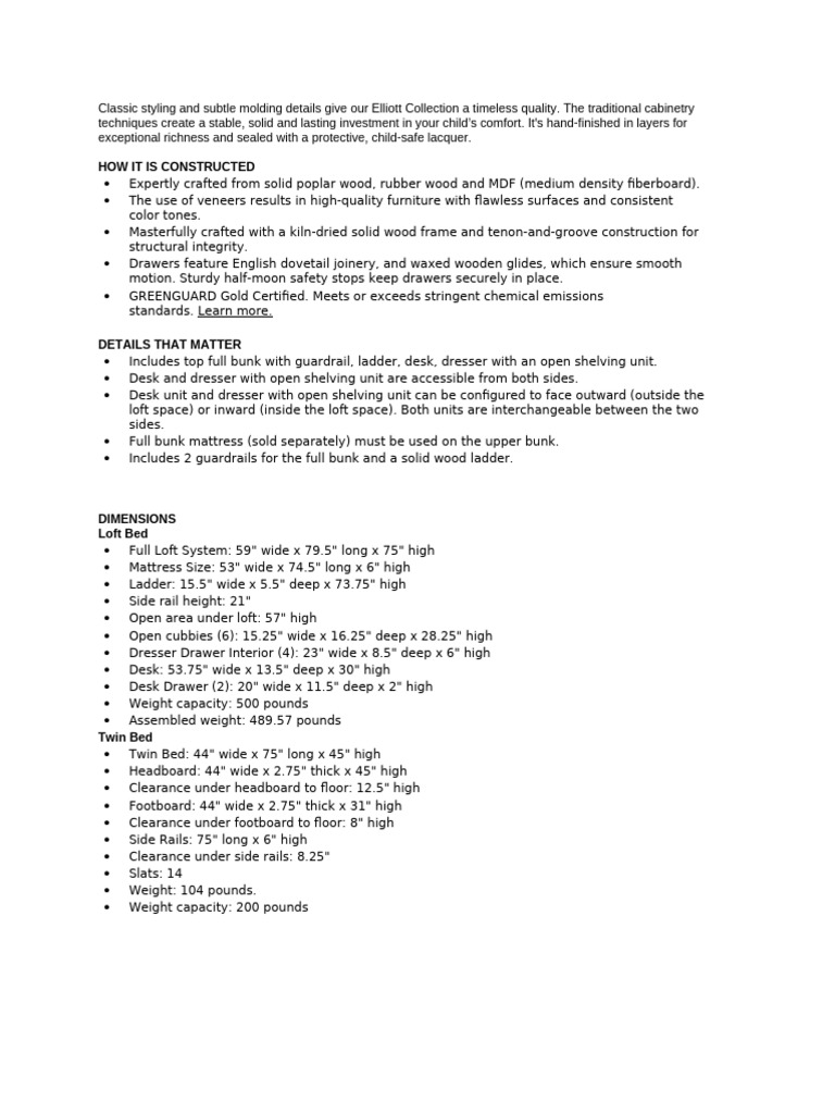 Dimensions of Loft System | PDF