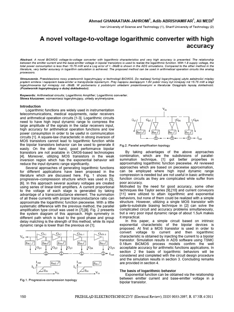A Novel Voltage-To-Voltage Logarithmic Converter With High Accuracy ...