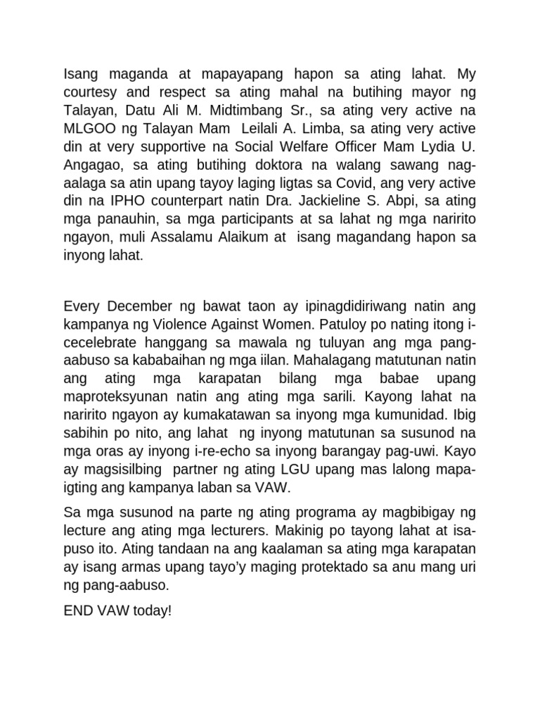 Message (18 Day VAW Campaign) | PDF