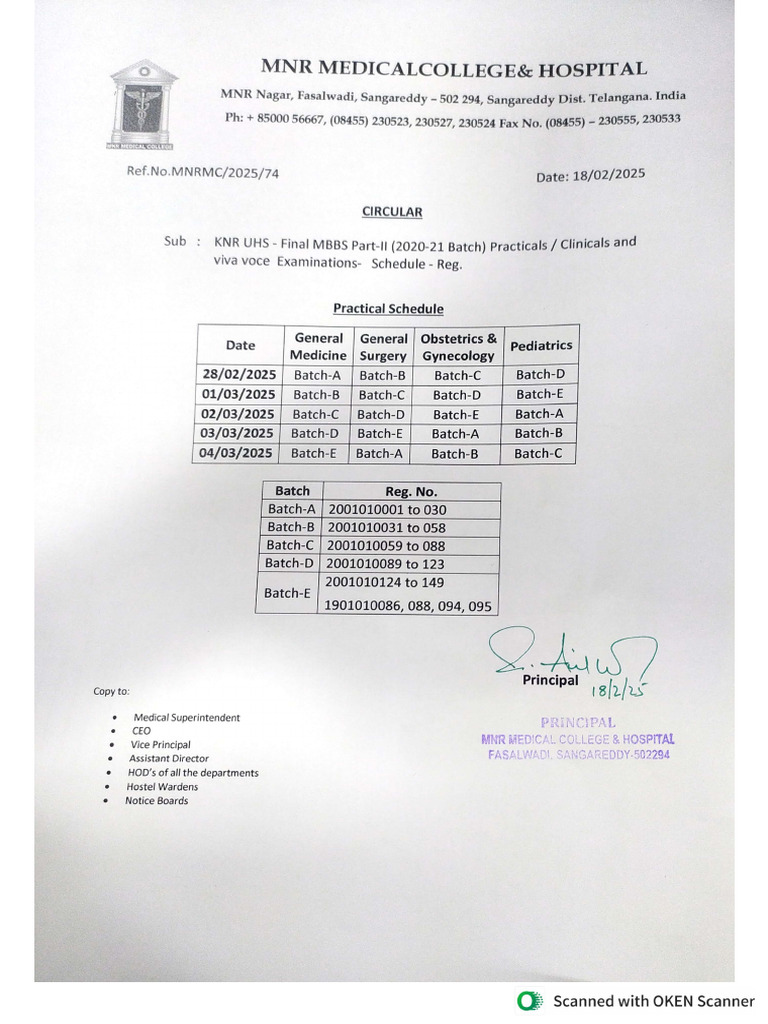 KNRUHS Final MBBs Part II (2020 - 2021) Practical Viva Examination | PDF