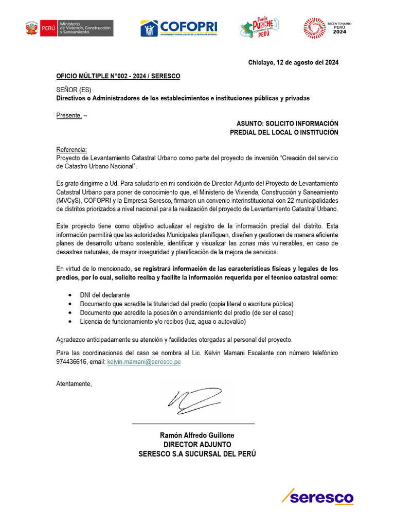 Oficio Múltiple N°002 | PDF