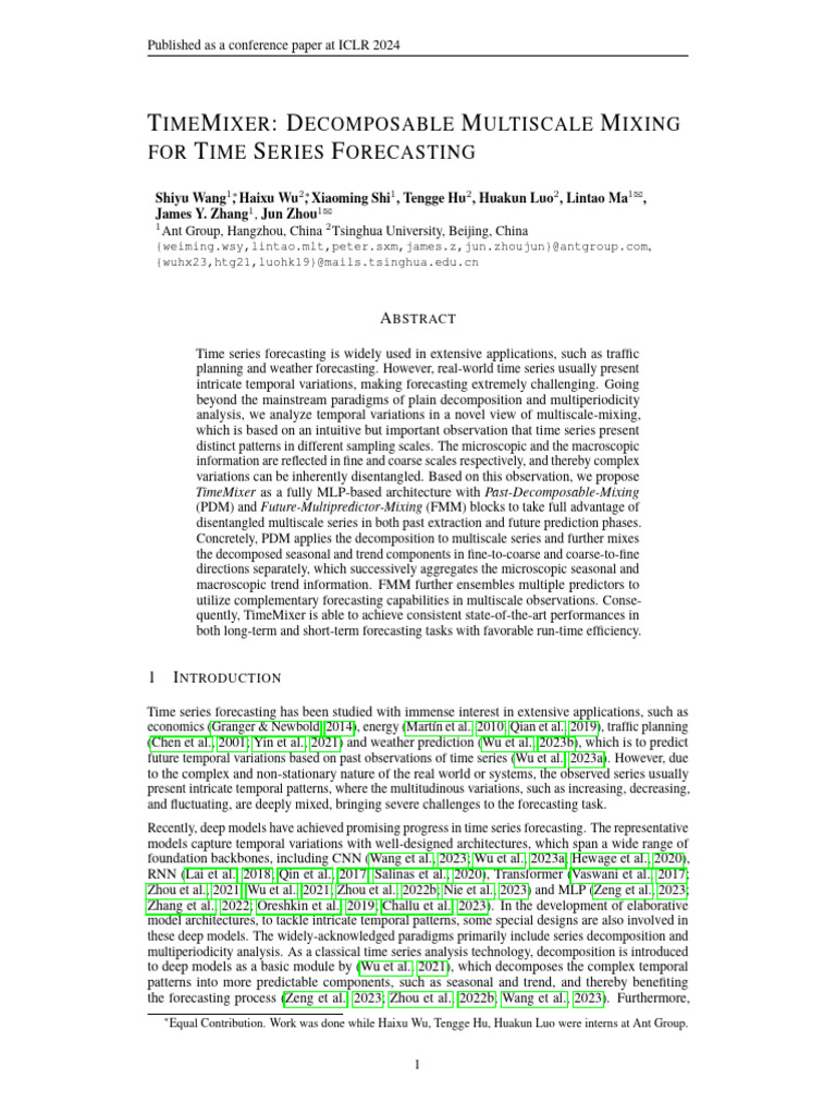 680_timemixer_decomposable_multisc | PDF | Time Series | Forecasting