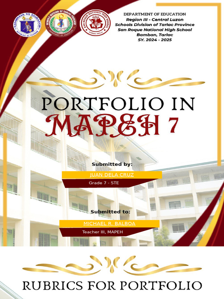 g7 - Portfolio's Front Page and Rubrics | PDF | Learning | Cognition